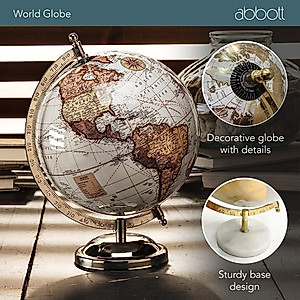 Abbott Collection 57-LATITUDE-18 Spinning Small Decorative Globe, White/Gold, 11" H