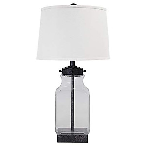 Signature Design by Ashley Sharolyn Modern Farmhouse 30.13" Glass Table Lamp, Silver