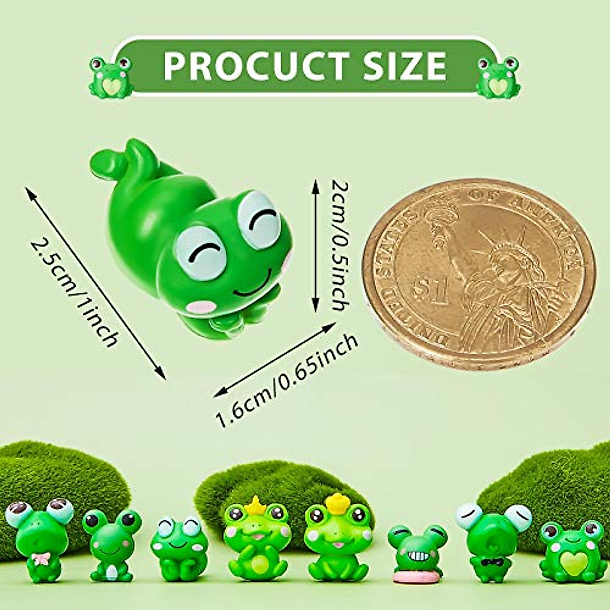 WILLBOND Cute Frog Miniature Figurines Mini Garden Frog Ornaments Animals Model Fairy Garden Miniature Moss Landscape DIY Craft for Home Party Decoration Supplies (24 Pieces)