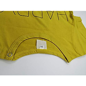 AYIYO Baby Infant Short Sleeves Happy Printed Bodysuit Rompers Shortalls Outfit Yellow