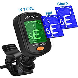 MOREYES 28Pcs Picks Guitar Tuner Clip on Chromatic Digital Tuner for Acoustic Guitars Violin, Ukulele, Bass