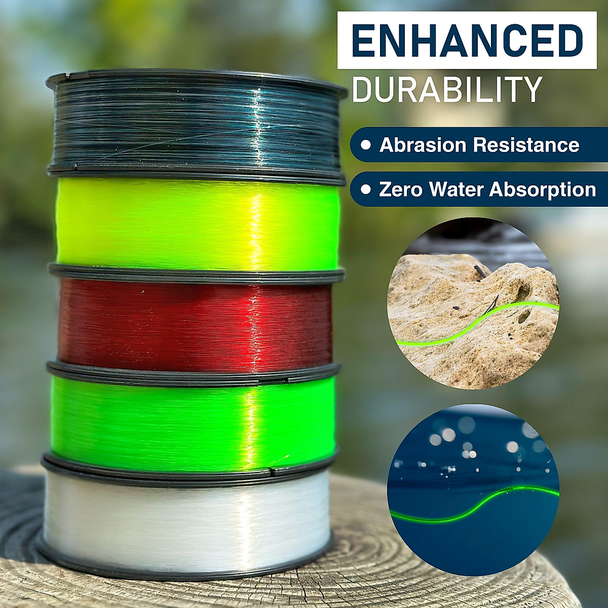 Reaction Tackle Monofilament Fishing Line- Strong and Abrasion-Resistant Nylon Mono Fishing Line, Freshwater and Saltwater Fishing Line Hi Vis Green 25/600