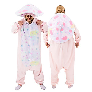XIGUAGUO Adult Cartoon Mushroom Onesie Costume Animal Cosplay Christmas Homewear Pajamas Sleepwear for Women and Men