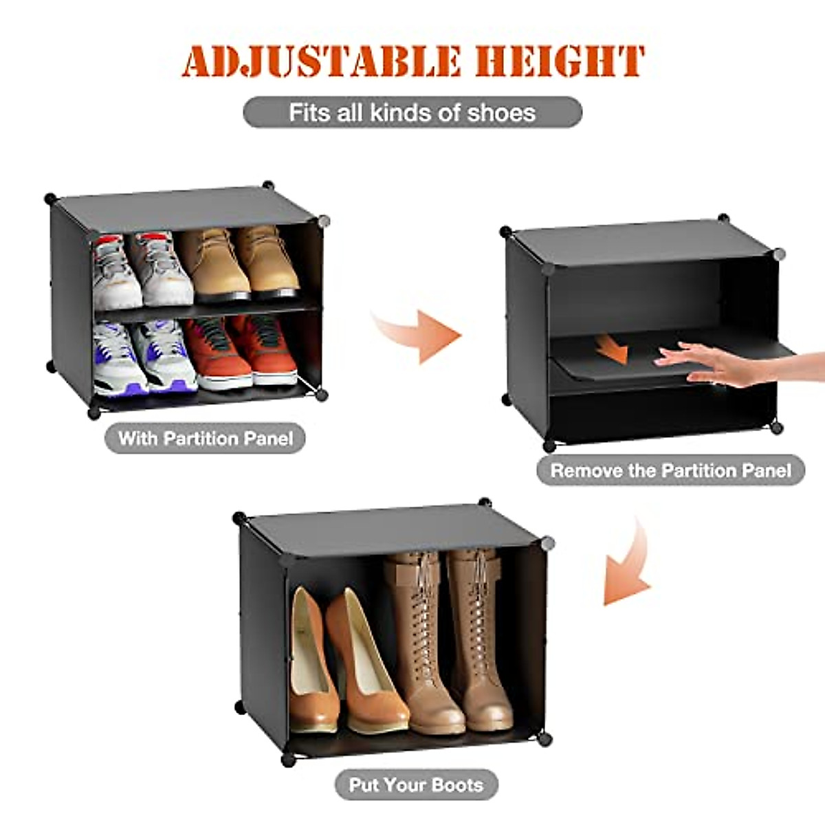 Neprock 20-Pack White Shoe Slots Organizer Bundle with 6 Tier Black Shoe Rack Organizer