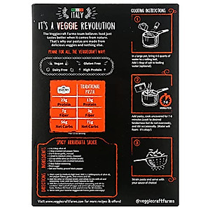 Veggiecraft Farms Penne Pasta - Low Carb Pasta, High Protein, Made with Sweet Potato, Lentil & Peas, Gluten Free, Plant Based Pasta Noodles, High Fiber, Vegan, Kosher, Non-GMO - 8 Ounce