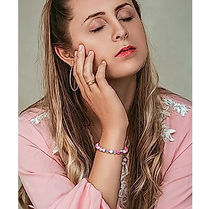 BOMAIL 12Pcs Natural Semi-Precious Gemstones Bracelets - Adjustable Round Beaded Bracelets Reiki Healing Crystals Beads Bracelet for Women Men