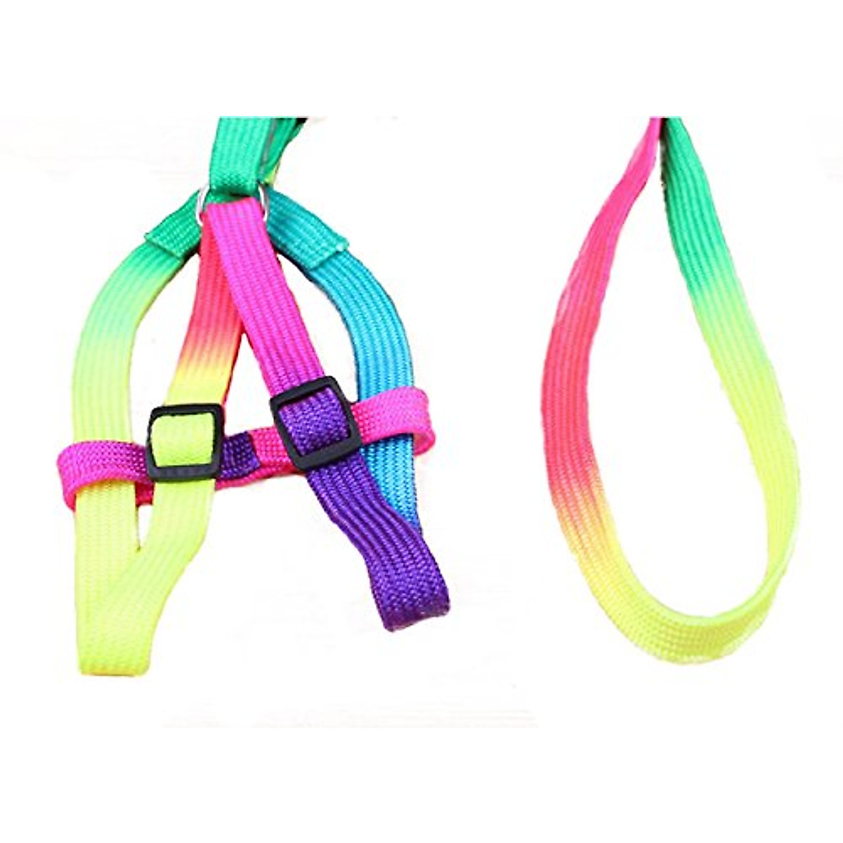 yueton Dog Pet Puppy Cat Kitty Adjustable Nylon Leash Rainbow Dog Chest Straps Chain Seven Color Traction Thoracic Dorsal Suits Dog Rope Dog's Leash Chain