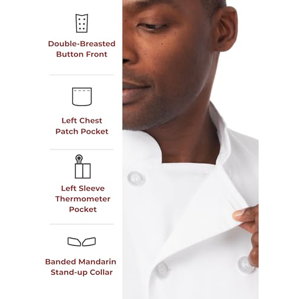 Chef Works Men's Volnay Chef Coat, White, XX-Large