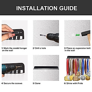 C CRYSTAL LEMON Medal Hanger Display Wall-Mounted Medal Holder Large Storage Capacity for More Than 50 Medals with 20pcs Hooks – Black Medal Frame Holder for Wall Décor