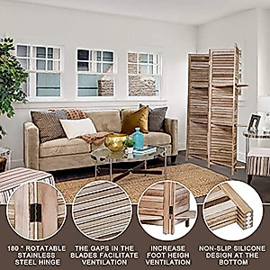 4 Panel Room Divider Folding Privacy Wooden Screen with Three Clever Shelf Portable Partition Screen Screen Wood for Home Office