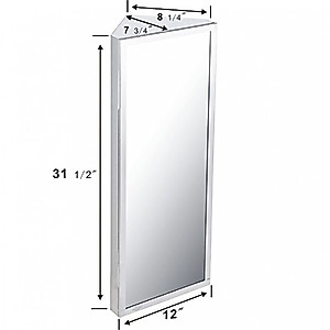 Renovators Supply Manufacturing Infinity Corner Wall Mount Medicine Cabinet with Mirror Brushed Stainless Steel Bathroom Storage 31.5" H x 12" W Large Hanging Triple Shelf Storage Cabinet Left Open