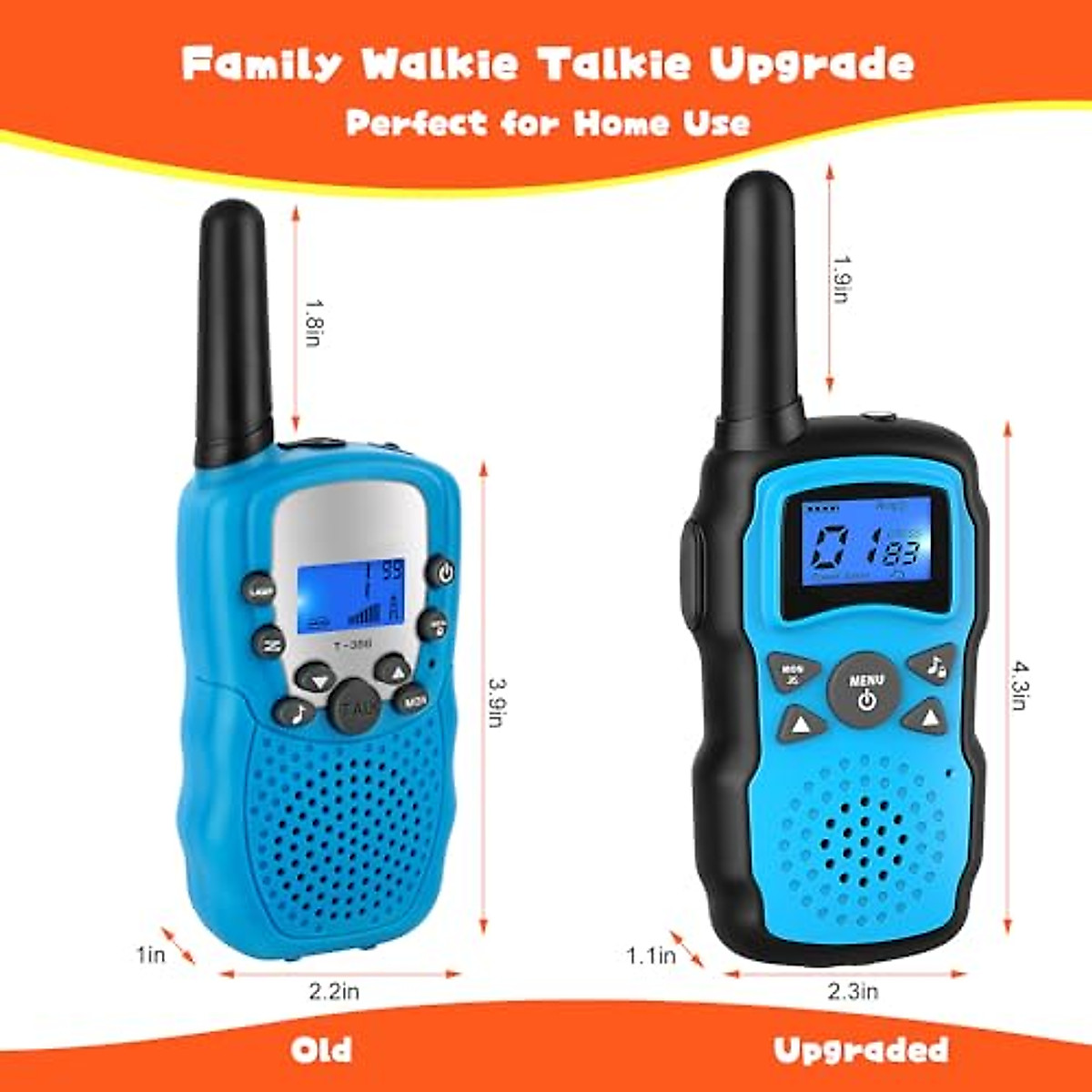 Wishouse Walkie Talkies for Kids 4 Pack,Family Walky Talky Adults Children Radio Long Range,Outdoor Camping Fun Toys Birthday Present Xmas Gifts for 4 5 6 7 8 Year Old Girls Boys No Battery No Charger