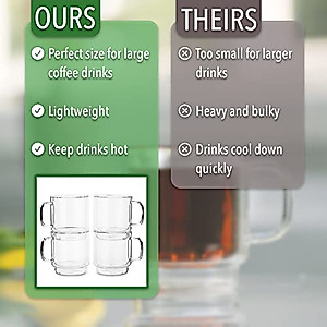 BTaT- Stackable Espresso Cups, Demitasse Cups, Set of 4 (5.0 oz, 150 ml), Glass Coffee Mugs, Double Wall Glass Cups, Clear Coffee Cup, Tea Glass, Espresso Glass, Glass Tea Cups, Mother's Day Gift