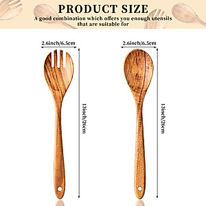 Gudamaye Acacia Wooden Salad Server Set,13 inch Salad Tongs for Serving including Salad Mixing Dinner Fork and Spoon,Long Handle Salad Server Set