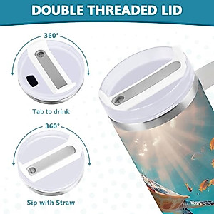 RPLIFE Colorful Coral Sea Turtle Tumbler, Stainless Steel Mug, Water Tumbler with Straw