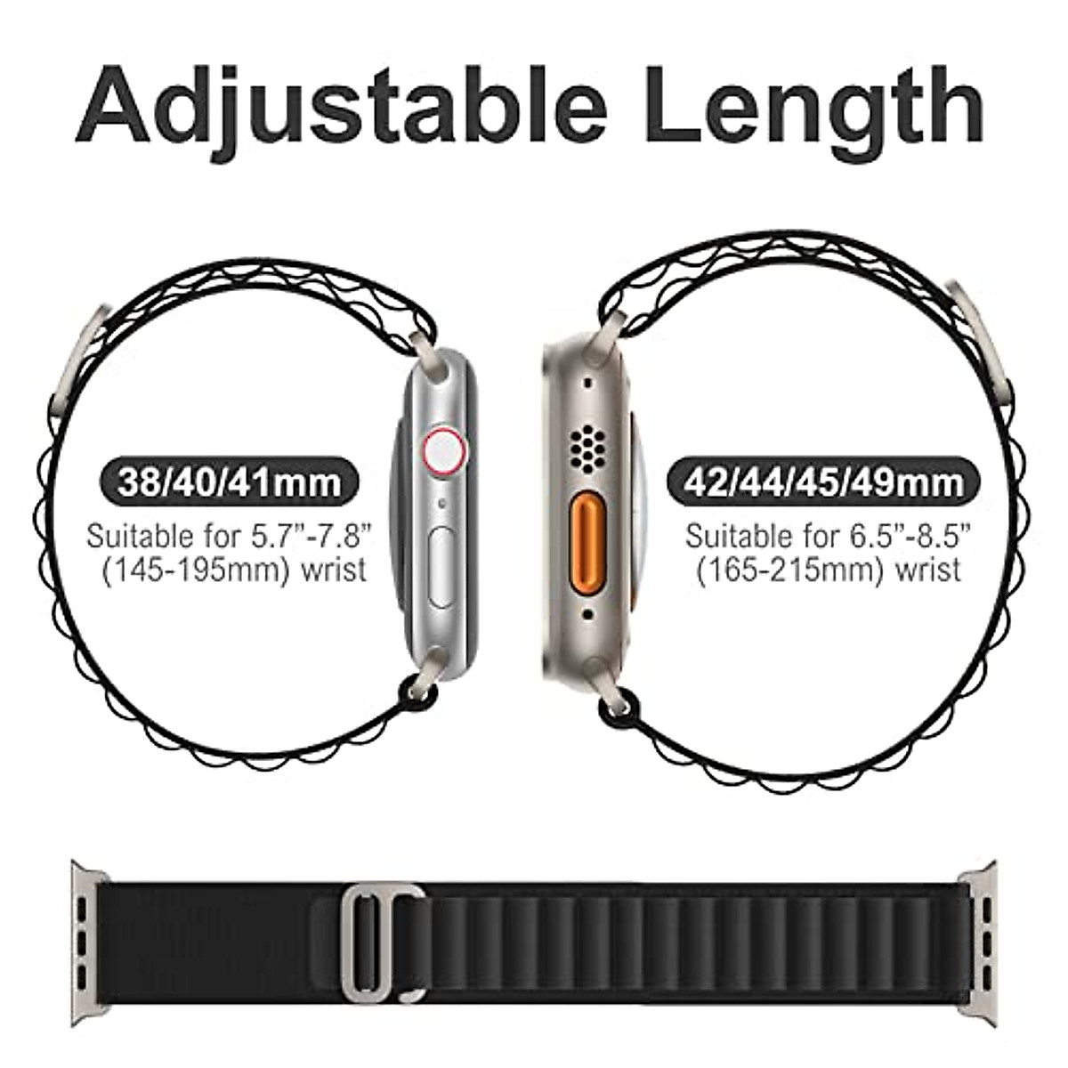 [3 Pack] Alpine Loop Compatible with Apple Watch Band 49mm 45mm 44mm 42mm 41mm 40mm 38mm, Sport Nylon Solo Loop Rugged Strap with Titanium G‑Hook for iWatch Utral/SE Series 8 7 6 5 4 3 2 1