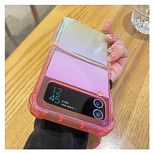 Gradient Phone Case for Samsung Galaxy Z Flip 4 5 ZFlip 3 Flip 5 3 4 Hard Transparent PC Cover (Color : BluePurple, Size : for Samsung Z Flip 5)