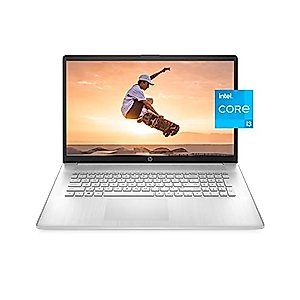 HP 17 Laptop PC, 11th Gen Intel Core i3-1125G4, 8 GB RAM, 256 GB SSD Storage, 17.3-inch HD+ Touchscreen, Windows 10 Home, Long Battery Life, HD Web-cam & Dual Microphones (17-cn0010nr, 2021) Silver