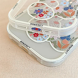 Aitipy Compatible with iPhone 12 Case, Cute Flowers Floral Bear Cover with Lovely Wrist Strap Bracelet Chain for Girls Women, Clear Kawaii Camera Protection Pretty Trendy Phone Skin