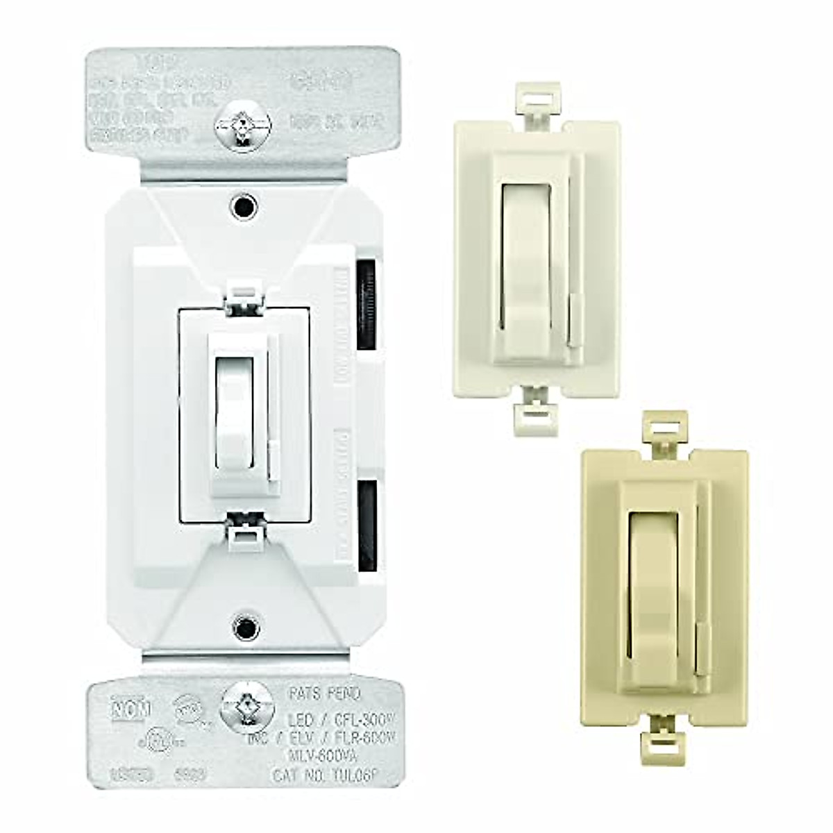 Eaton TUL06P-C2 Universal Toggle Dimmer with preset White/Ivory/Light Almond All in one