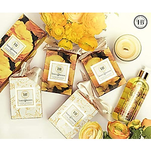 HB HEALTH BEAUTY BOTANICALS Blossom Candle. Honey Citrus Vanilla High Fragrance Soy Candle in Honey Wax 7.5 Oz Gold Glass