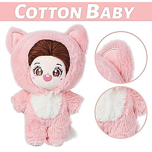 DONTNO 9 Inches Baby Doll Soft Plush Dolls Toy,Plush Pillow Stuffed Dolls Toy Birthday Gifts for Girls Kids(Pink)