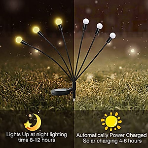 HIYALOT Solar Garden Lights-Solar Firefly Lights, Starburst Swaying Lights, Sway by Wind, Solar Garden Decorative Lights for Yard Patio Pathway Lawn Decorations,2 Pack (8LED Bulbs-2Pack)