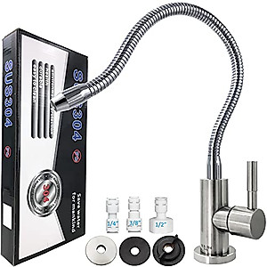 2024 Lead-Free Drinking Water Faucet with Flexible Gooseneck, SUS304 Stainless Steel Beverage Kitchen Water Filter Faucet Fits Most Water Purifier Filter Filtration Systems or Reverse Osmosis Units