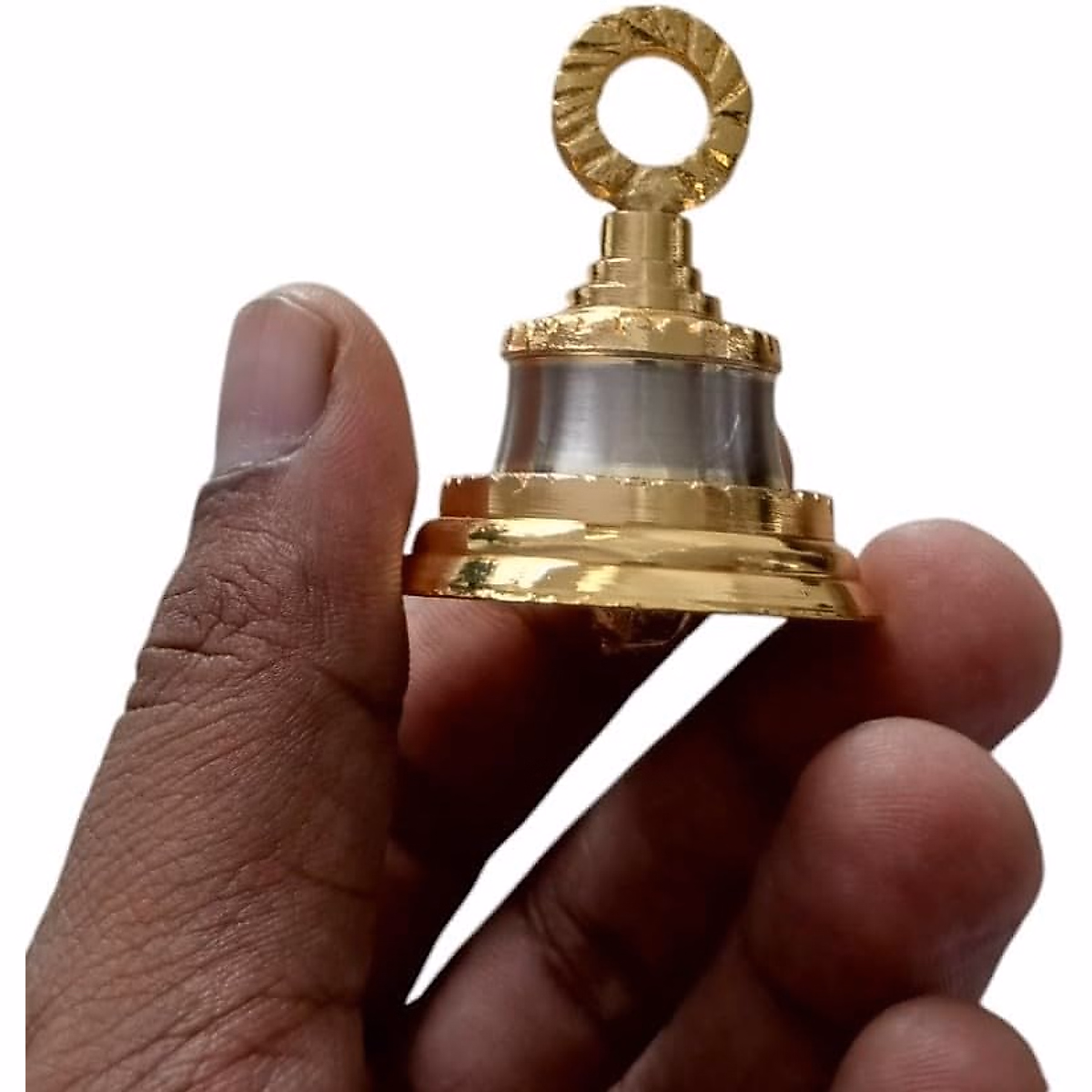 HANDTECHINDIA Brass Silver Plated 2 '' Bells Christmas Decoration Jingle Bell Sleigh Bell Jingle Bell Crafts Christmas décor Home décor Elephant décor Bells Musical Instrument Accessory. (10)