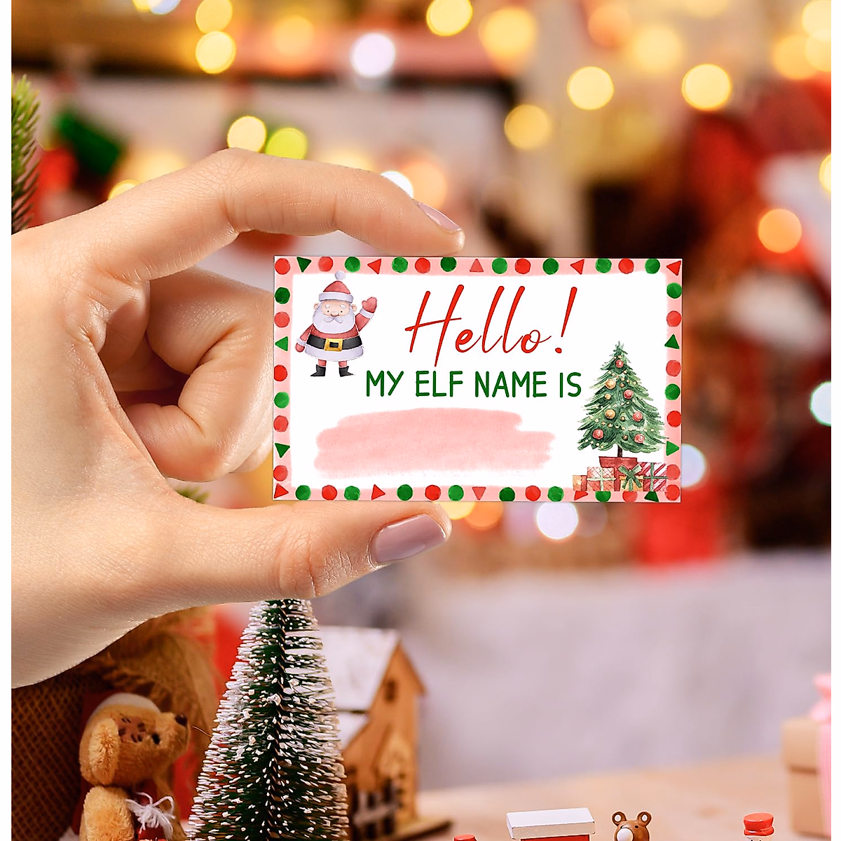What's Your ELF Name Game, with 1 ELF Themed Sign and 30 Name Stickers, Christmas Party Game,Birthday Party Activities for Adults and Kids,Activity Game for Class Graduation