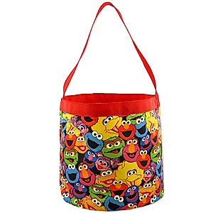 Sesame Street Elmo Boys Girls Collapsible Nylon Gift Basket Bucket Tote Bag (One Size, Red/Multi)