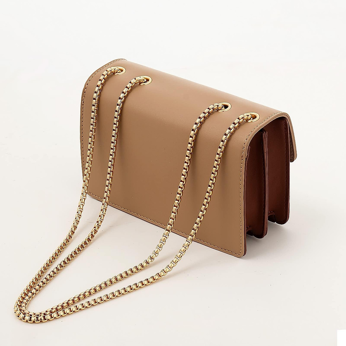 Crossbody Bags Cute Faux Leather Trendy Cross Body Bag for Women Small Color-Block Designer Handbags Ladies Satchel Chain Strap Shoulder Bag Brown Beige