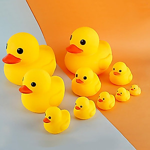 Umbresen 9 Pcs Bath Duck Toy Yellow Rubber Ducks Preschool Bathtub Duckies Gift for Baby Shower Infants Toddlers kids Car Pool Floaty Halloween Christmas Adults Party Favors Carnival Theme Decorations