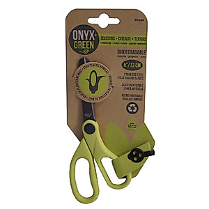 Onyx and Green Scissors, 5", Round Tip, Handles made from Corn Plastic, Environmental friendly, Versatile, Cute gifts, Reliable Eco-conscious