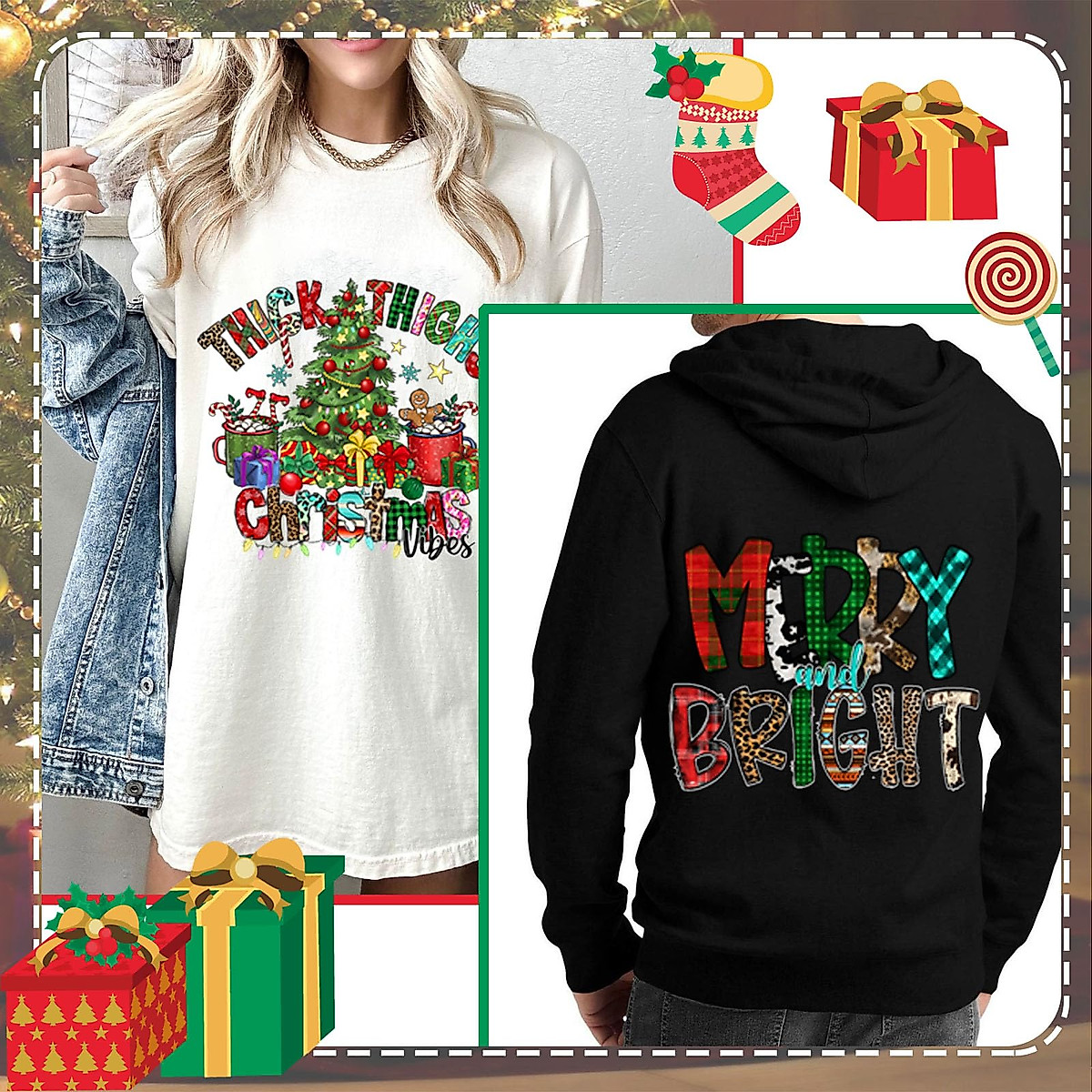 EOGOW Christmas Iron on Transfers, 9PCS Iron on Decals for T Shirts Iron on Transfers Dtf Transfers Ready to Press Heat Transfer Designs Screen Print Transfers Ready to Press Iron on Shirt Decals