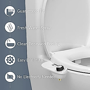 Bio Bidet by Bemis 500EC Toilet Seat with Perfect Fit, Fresh Water Spray, Non-Electric, Easy to Install Bidet, ROUND, Ice Grey