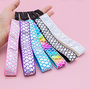 FROG SAC 6 Mermaid Elastic Headbands for Girls, Adjustable Non Slip Headband Hair Accessories for Kids, Stretch No Slip Head Bands for Preteen, Girl Mermaids Birthday Party Favors