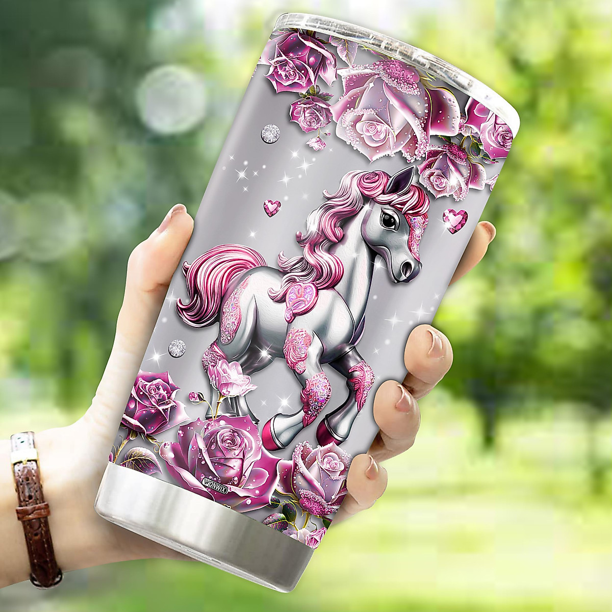 Personalized Horse Gifts for Girls, Women, Insulated Stainless Steel Coffee Cup, Travel Mug, Tumbler, Water Bottle, Gift for Horses Lover, Christmas, Birthday, Mother's Day, Valentine