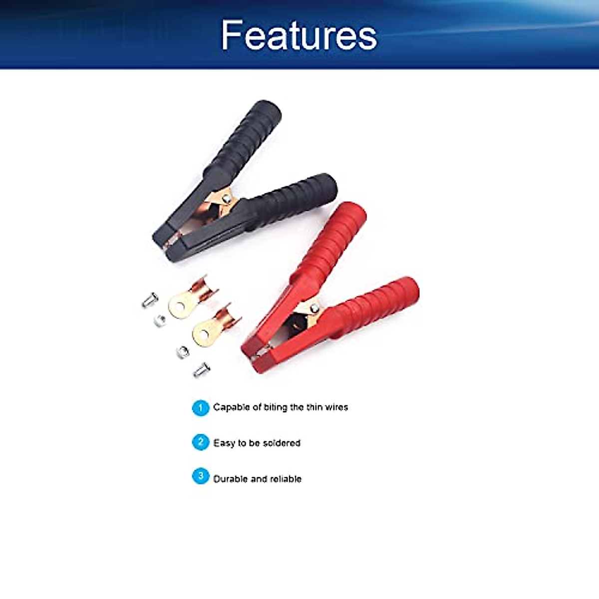 Heyiarbeit 2Pcs 300A Heavy-Duty Insulated Alligator Clips Battery Electrical Test Clips for Car Auto Vehicle Boat, Red and Black