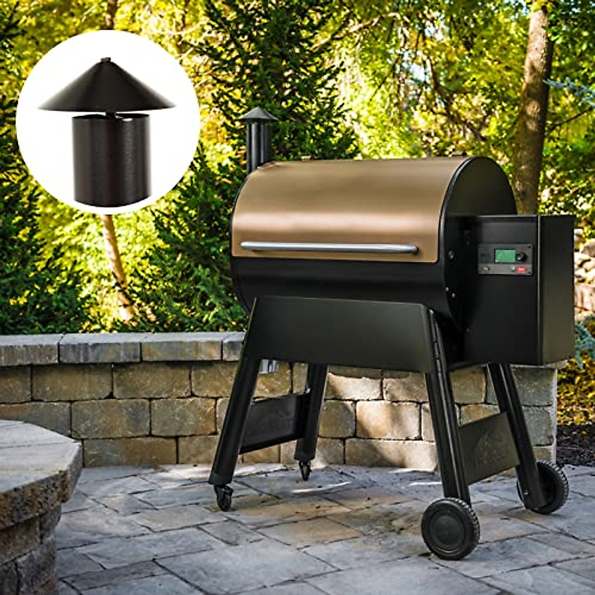 QQPOLE Replacement Umbrella Chimney Cap for Pellet Grill, Metal Chimney Top Accessories for Pit boss, Traeger, Camp Chef and Other Models ，Pellet Grill Chimney Replacement Accessories