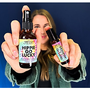 Frankie & Myrrh Hippie Go Lucky 2 Pack | Patchouli Roll-on & Spray | Natural Aromatherapy Combo for Relaxation & Positivity