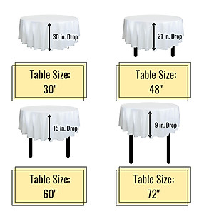 6-Pack White Round Paper Tablecloths – 82in Paper Table Cloths for Parties Disposable – Linen Like Disposable White Tablecloth Round Cover with Plastic Backing