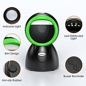 Kedida 2D Desktop Barcode Scanner, Omnidirectional Hands-Free Automatic USB Barcode Reader 1D 2D QR Barcode Reader USB Wired Platform Bar Code Scanner for POS PC Supermarket Bookstore Retail Store