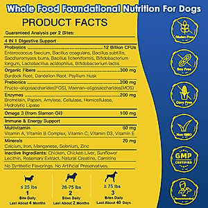Probiotics for Dogs - Dog Probiotics for Digestive Health, Prebiotics, Enzymes, Fiber, and Omega-3 with Vitamins to Promote Intestinal Health, Support Immunity, Allergies & Itchy Skin, 120 Bites