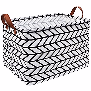 HIYAGON Kids Storage Basket Gift Basket Empty Baby Basket for Boys and Girls Toy Storage Bin Organizer Box Rectangular Room Decor for Home,Books(Black arrow)
