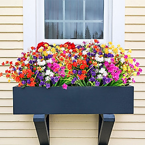 Beiyimei Artificial Fake Flowers, 10 Bundles Plastic Flowers for Outdoor Decoration, UV Resistant Faux Flowers Shrubs, Artificial Plants for Indoor Outside Garden Home Wedding Farmhouse…