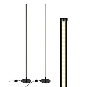 DEWENWILS 57.5" Minimalist LED Corner Floor Lamp, Set of 2 Modern Dimmable Mood Lighting, Standing Tall Floor Lamp for Living Room, Bedroom, Office, 3000K Warm White Light (Black)