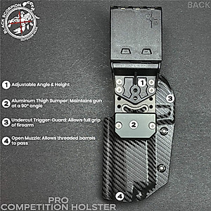 Black Scorpion Outdoor Gear Pro Competition Holster OWB Kydex fits Smith and Wesson MP9, MP40 M2.0 5'' 3GUN, IPSC, USPSA Approved, Adjustable in All Angles and Retention (Carbon Fiber)