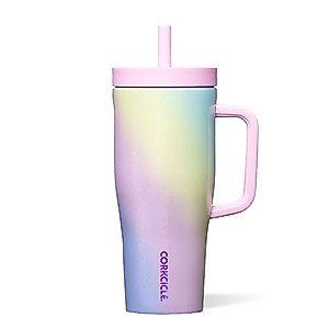 Corkcicle Cruiser Insulated Tumbler with Handle & Straw, Rainbow Unicorn, 22 oz – 100% Leakproof Cupholder Friendly Water Bottle Keeps Drinks Cold 20hrs