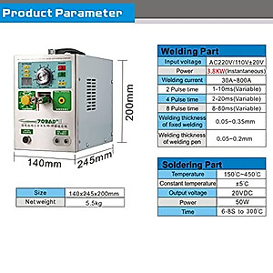 RCBDBSM 709AD+ 3.2KW Battery Spot Welder, Automatic Induction Pulse Welding Machine for 18650 14500 Lithium Batteries Battery Pack with Cooling System and LED Lighting